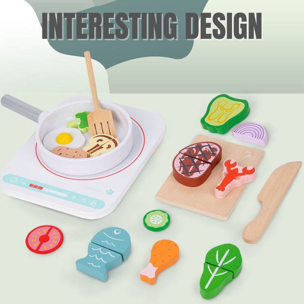 Wooden Induction Cooker Pretend Play Cooking Play Set for Kids by WISH ...