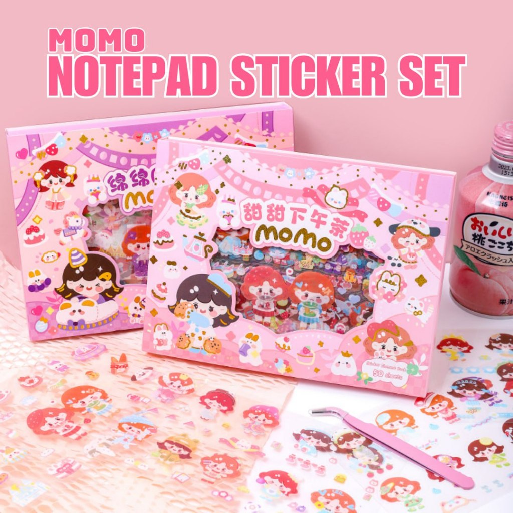 MOMO Notepad Sticker Set Transparent Adhesive Decals for Jounals for K ...